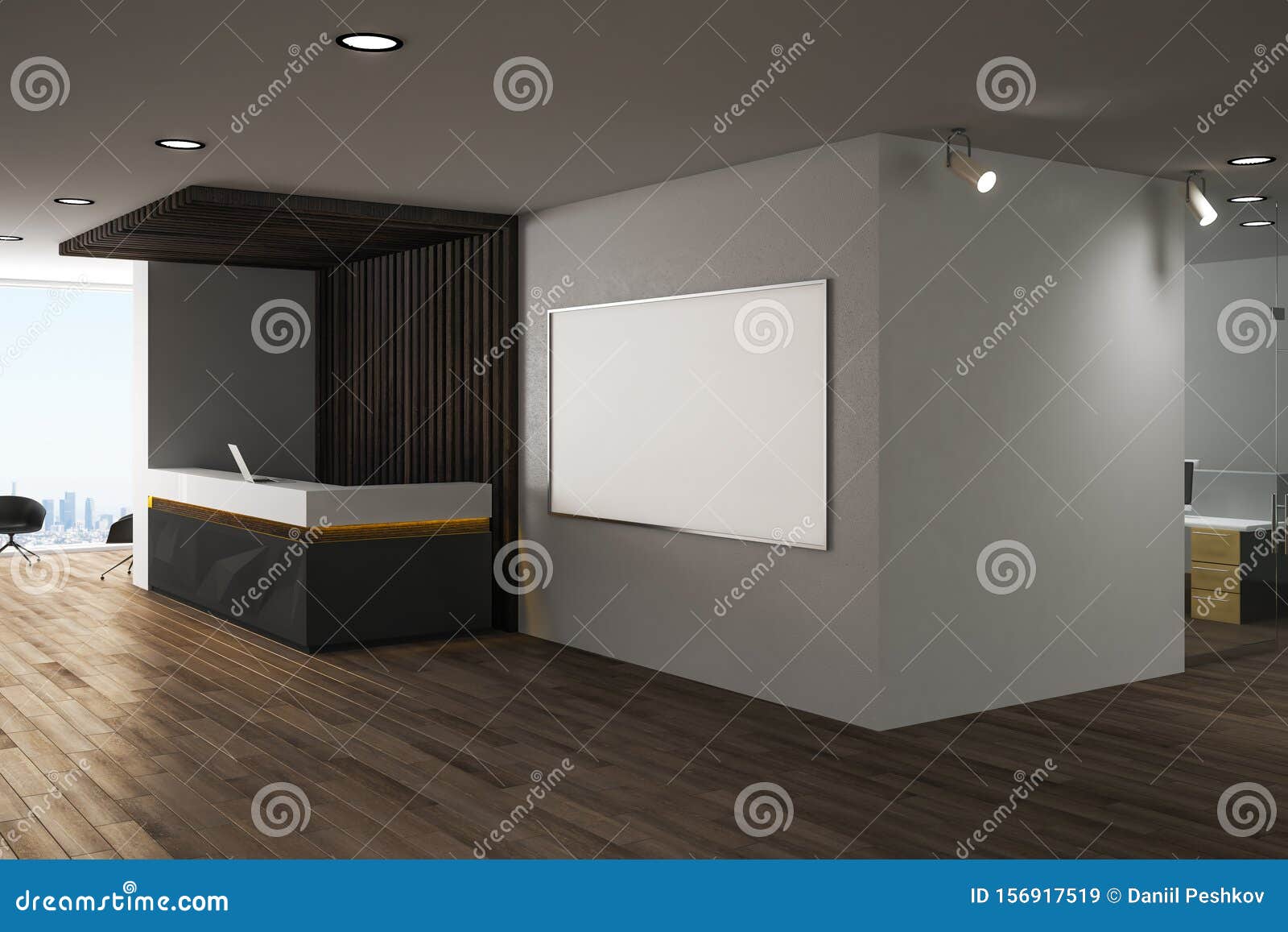 Side View Of Modern Reception With Banner Royalty-Free Stock ...