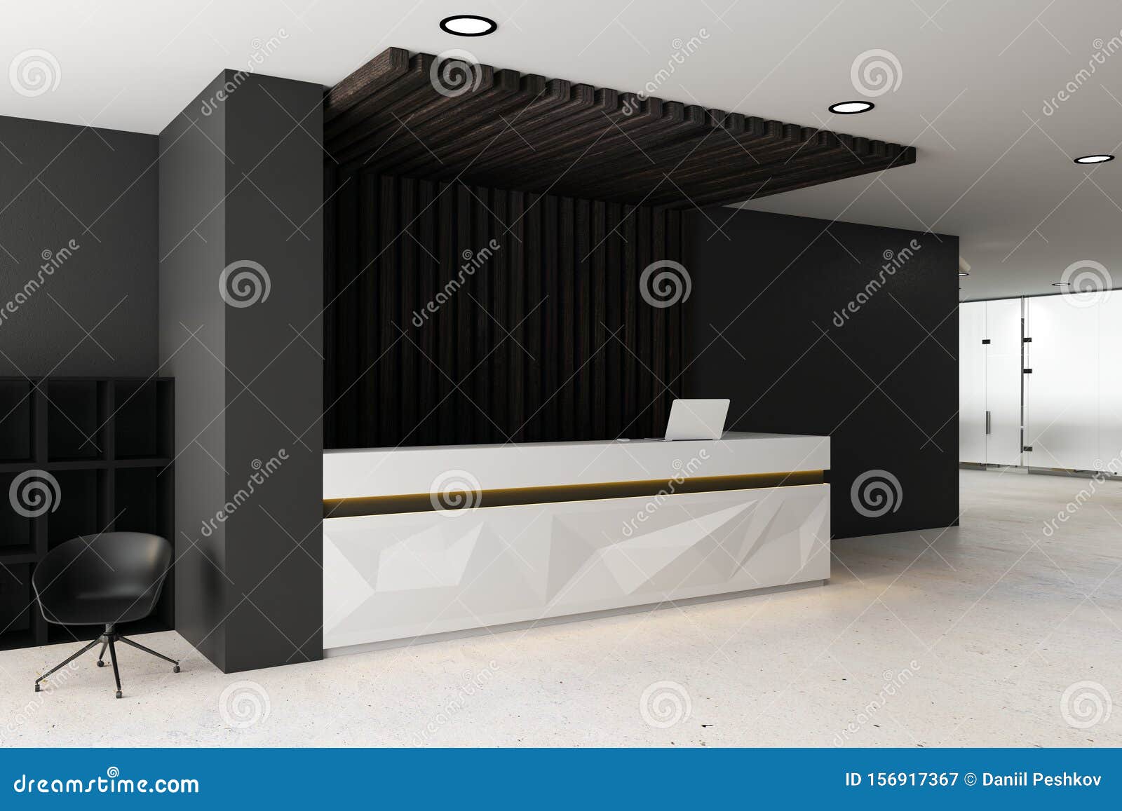 Side View of Modern Reception Stock Illustration - Illustration of ...