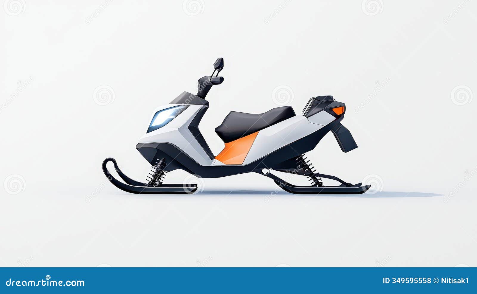 Side View of a Modern Snowmobile on a White Isolated Background Stock ...
