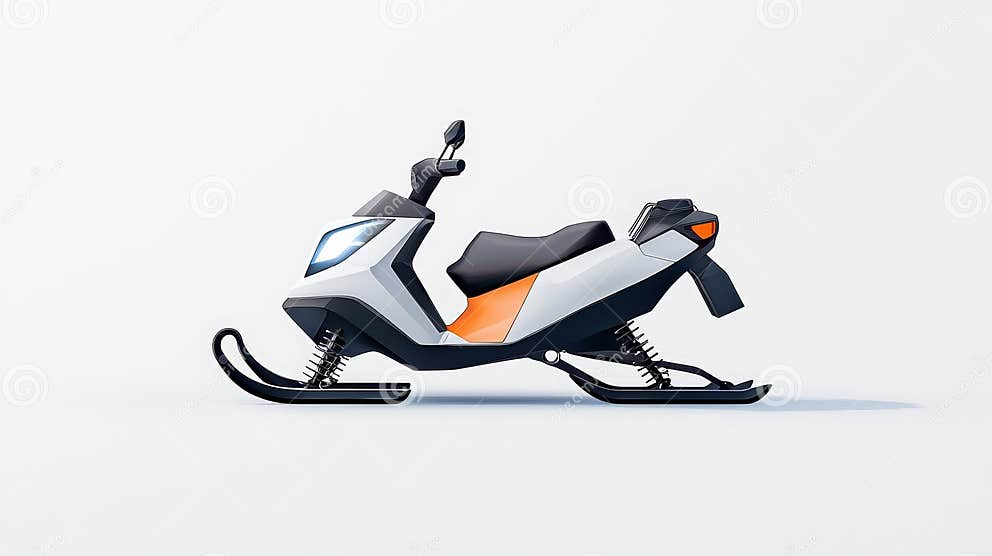 Side View of a Modern Snowmobile on a White Isolated Background Stock ...