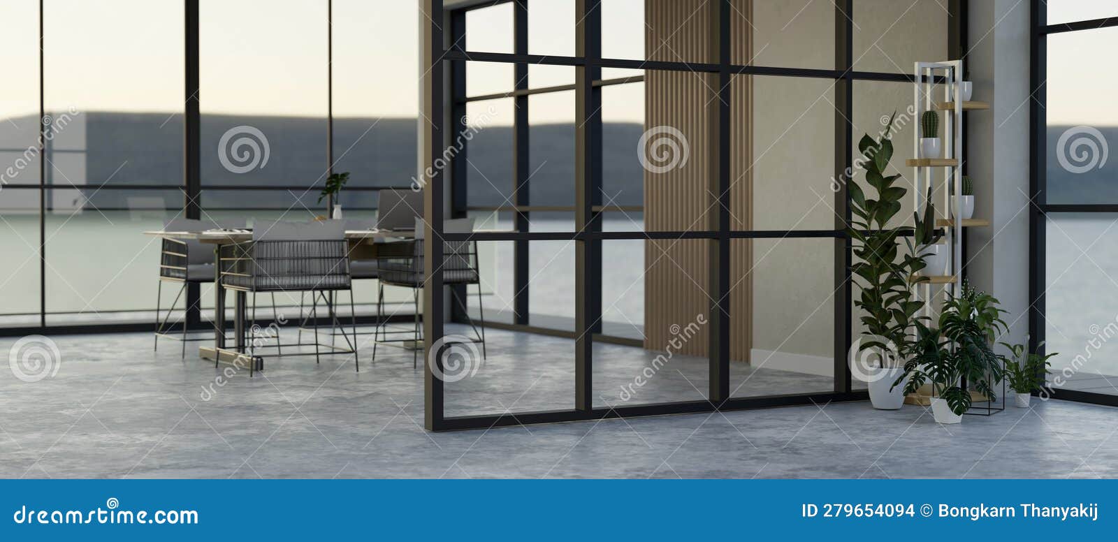 Side View, a Modern Spacious Dining Room with Modern Dining Table Stock ...