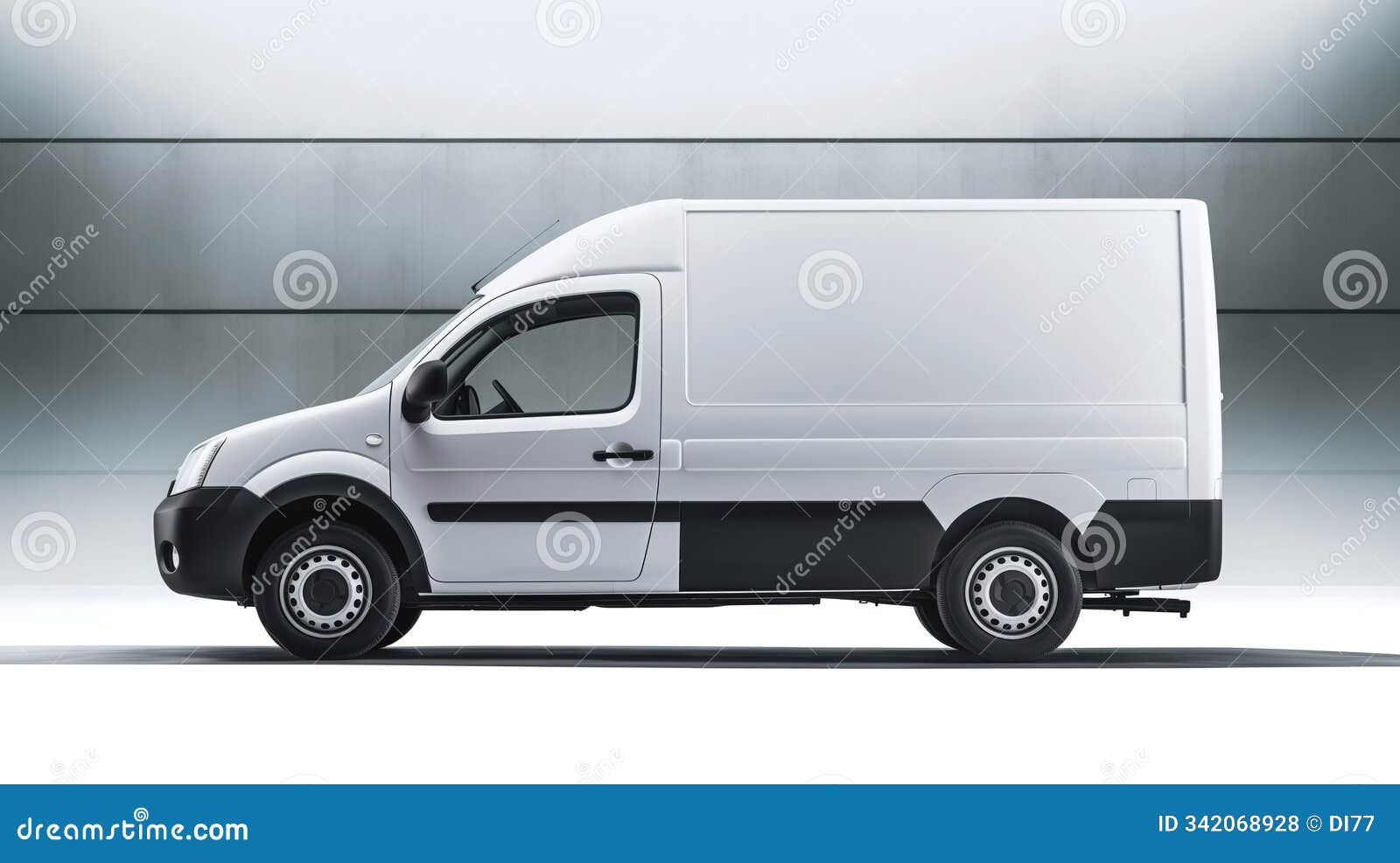 Side View Of Modern White Cargo Van In Minimalist Industrial Setting ...