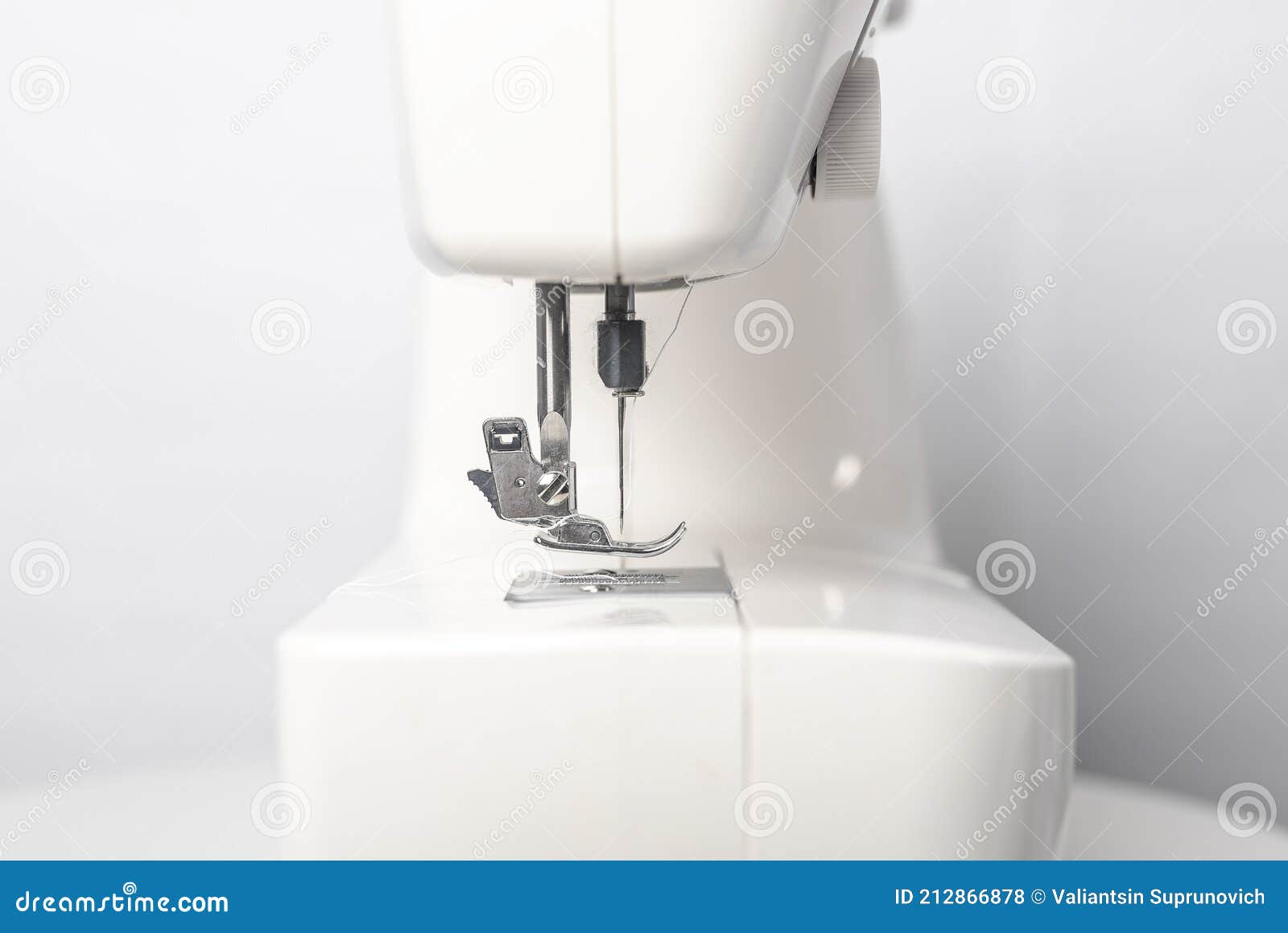 Side View of Modern White Sewing Machine Stock Photo - Image of view ...