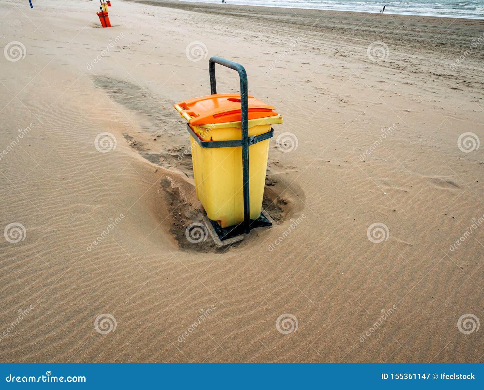 Side View of Modern Yellow Garbage Bin Waste Stock Image - Image of ...
