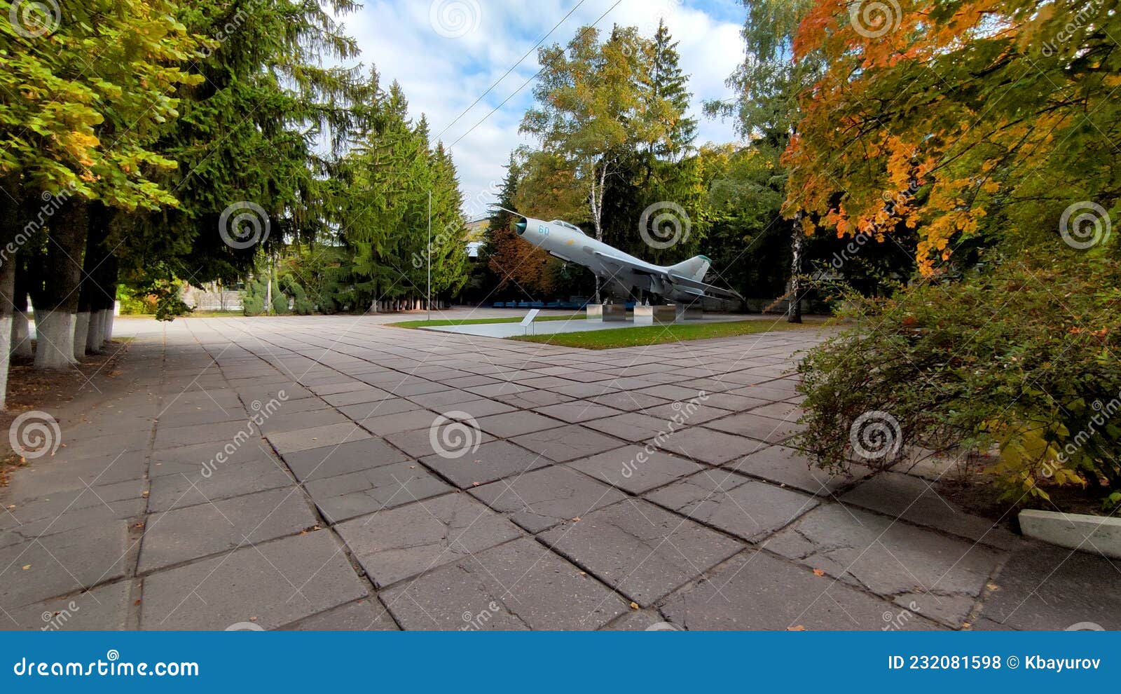 View Of An Old Fighter Jet, A Training Model Of A Military Aircraft On ...
