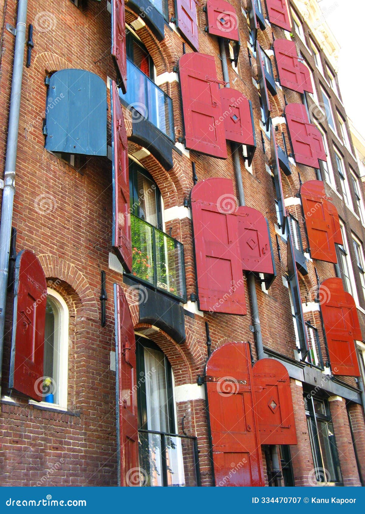 Mortar Apartment Building with Open Shutters, Amsterdam Stock Image ...