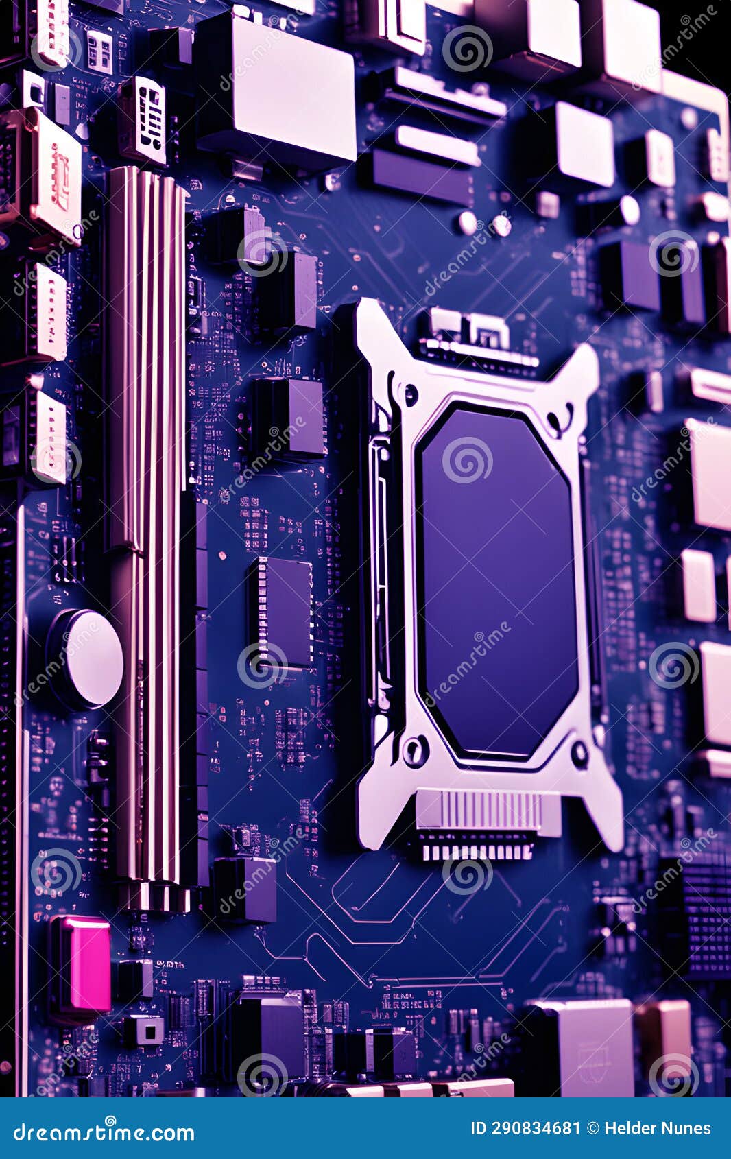Side View of a Motherboard and Chip Stock Illustration - Illustration ...