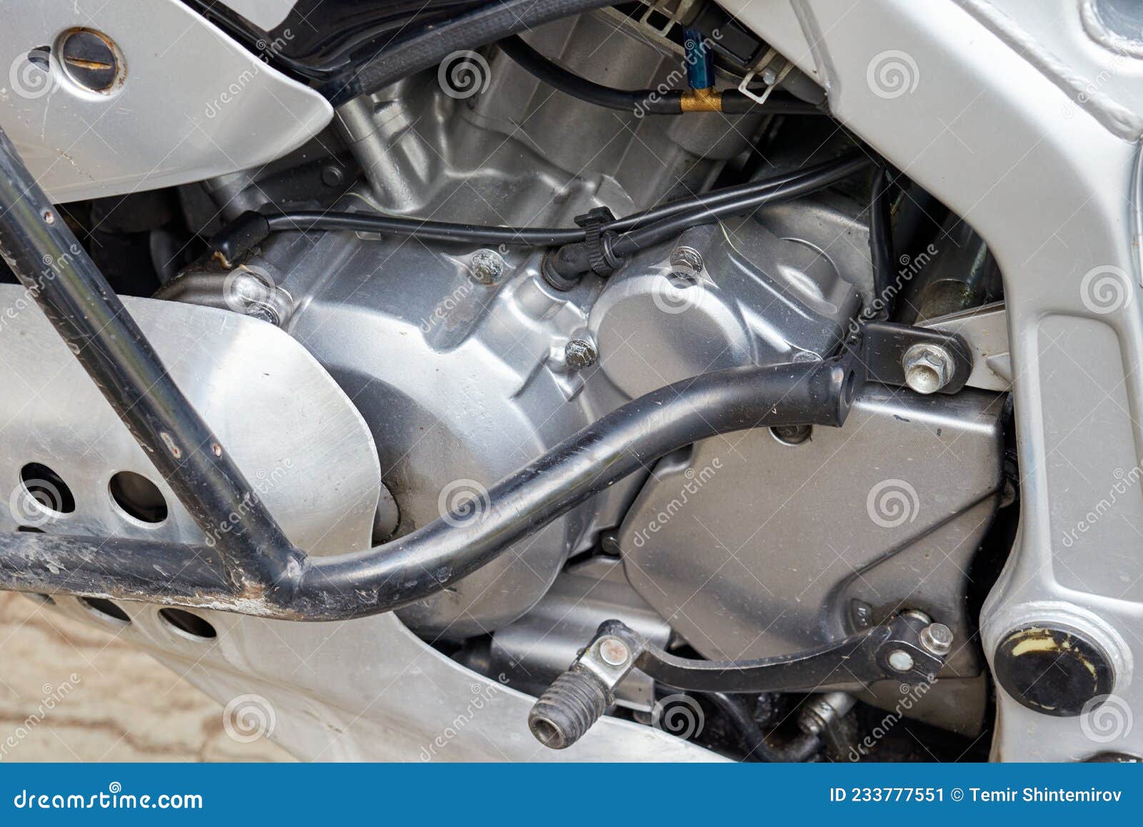 Side View of Motorcycle with Pedals and an Engine Stock Image - Image ...