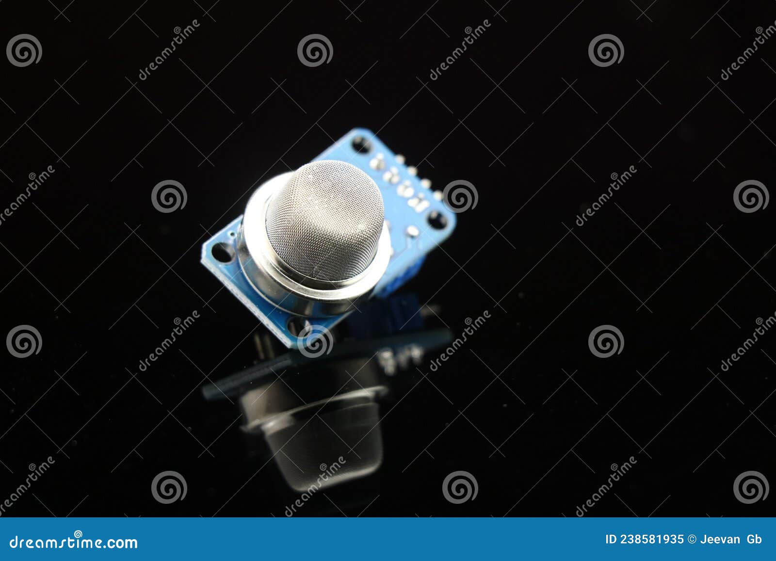 Side View of MQ2 Gas Sensor Module Isolated on Reflective Glass Black ...