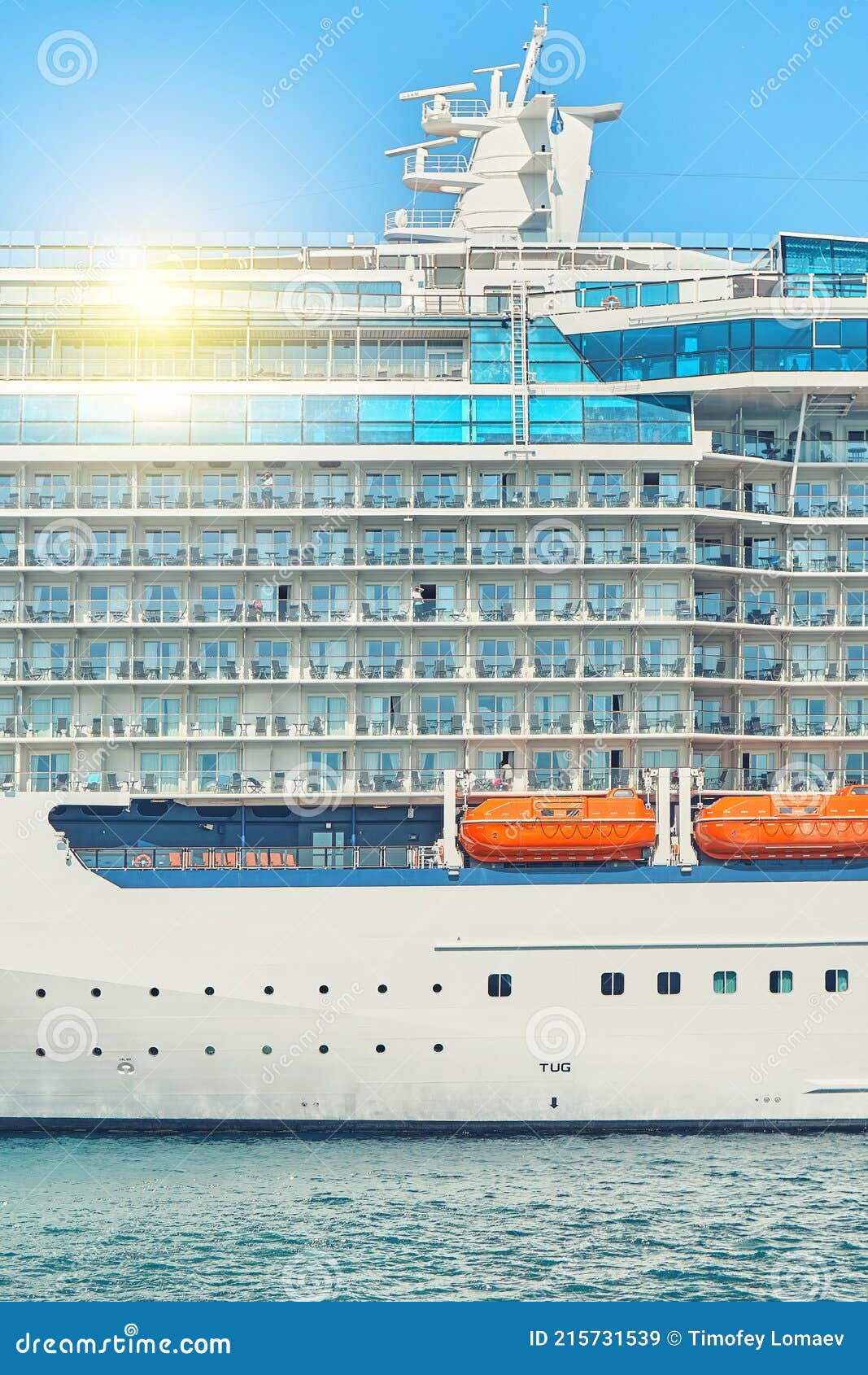 Side View of Multi-deck Cruise Ship with Cabin Windows Stock Image ...