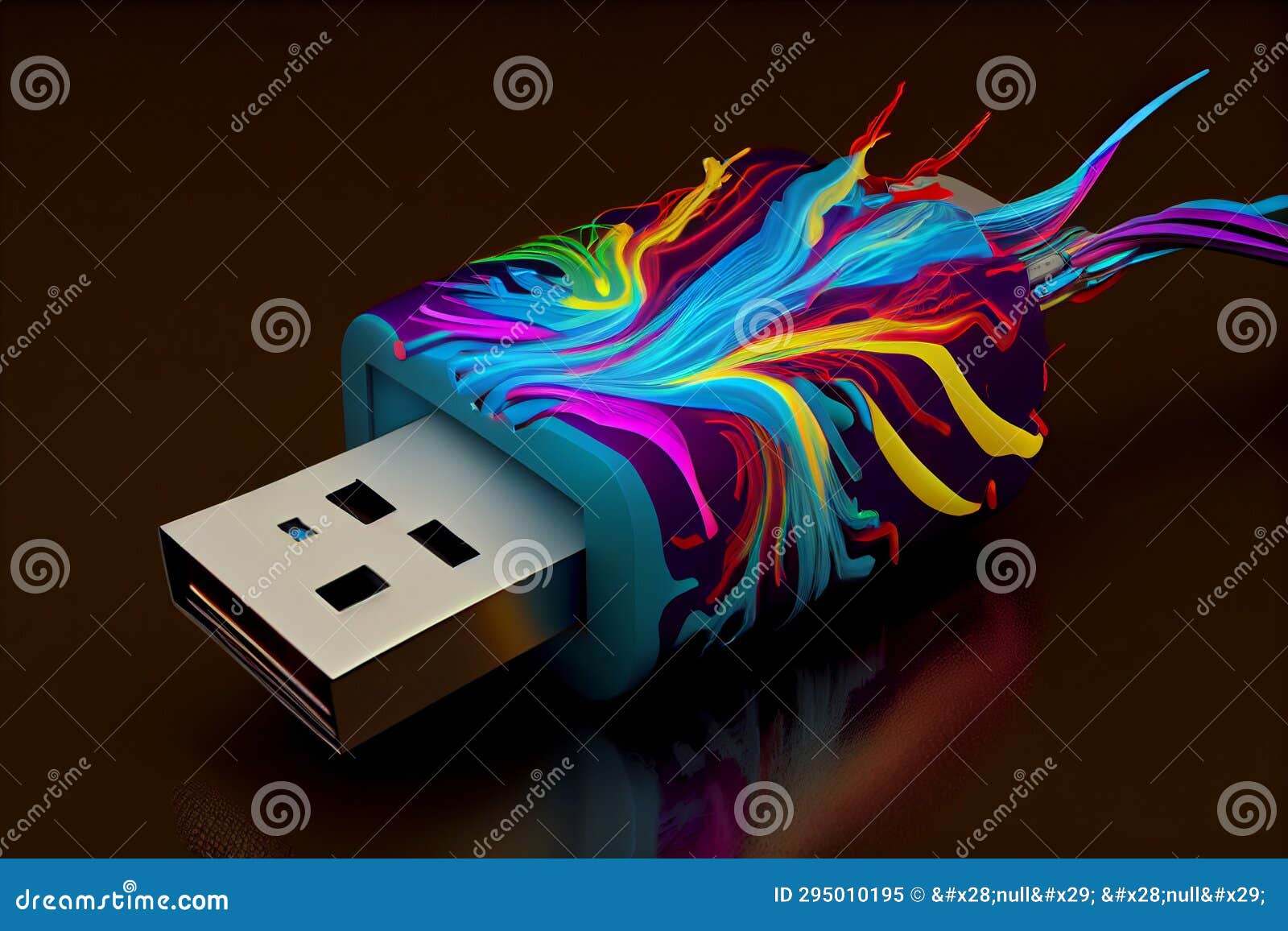 Side View of Multicolored USB Memory Sticks Isolated on Dark Background ...
