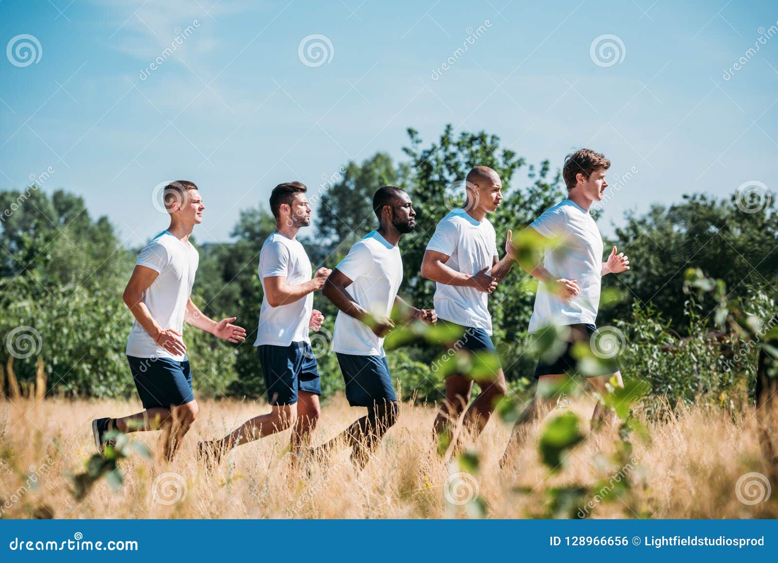 Side View of Multicultural Group of Soldiers Running Stock Photo ...