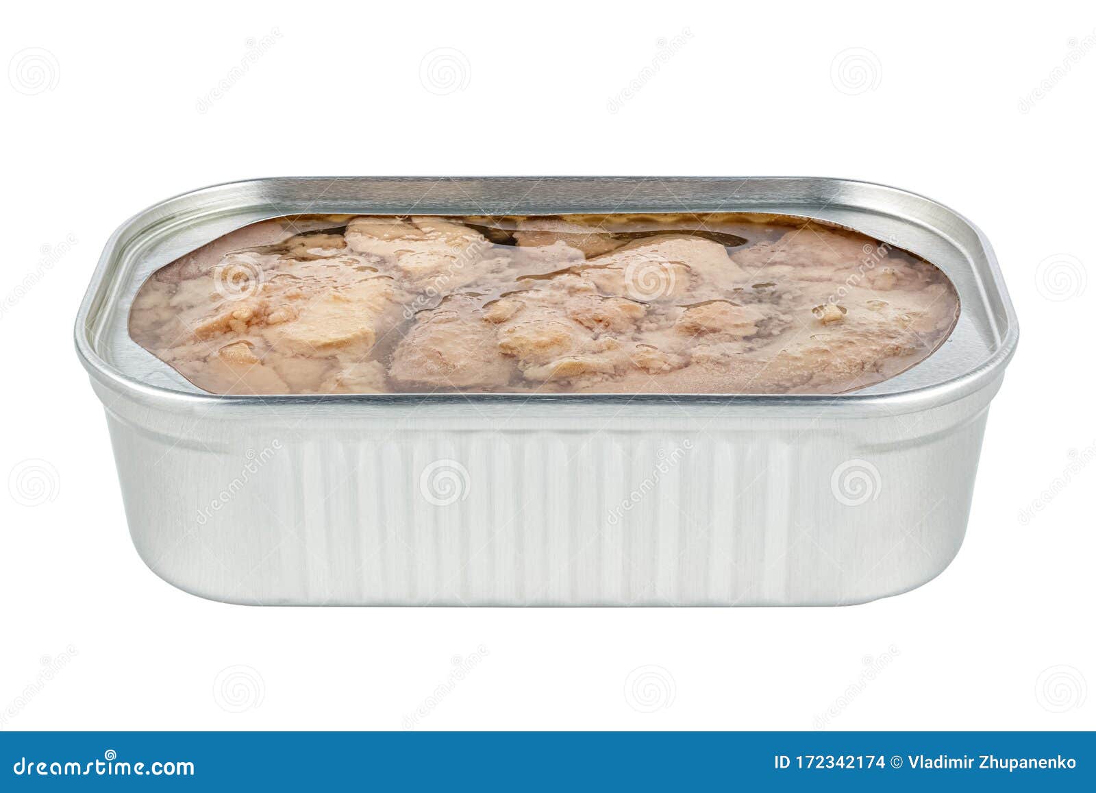 Side View of Natural Cod Liver in Open Rectangular Tin Can without Lid ...