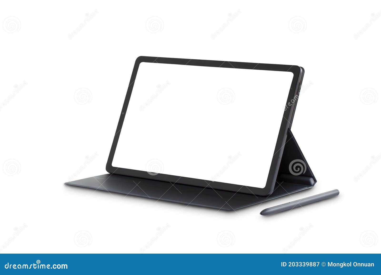 Side View of the New Model 10.4` Black Tablet is Placed on the Cover ...