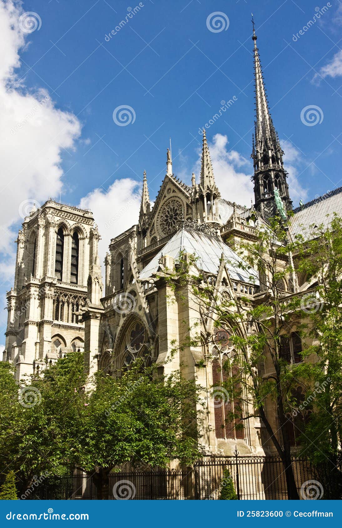 Side View of Notre Dame stock photo. Image of holiday - 25823600