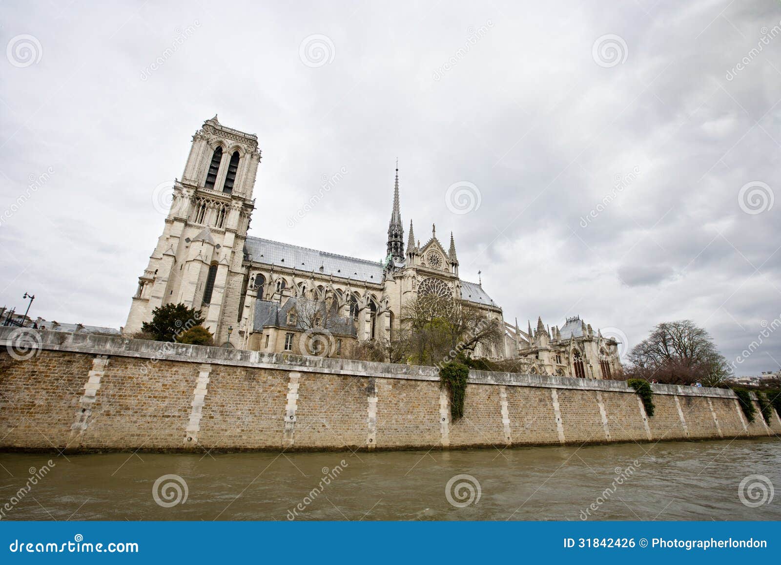Side View of Notre Dame stock photo. Image of famous - 31842426