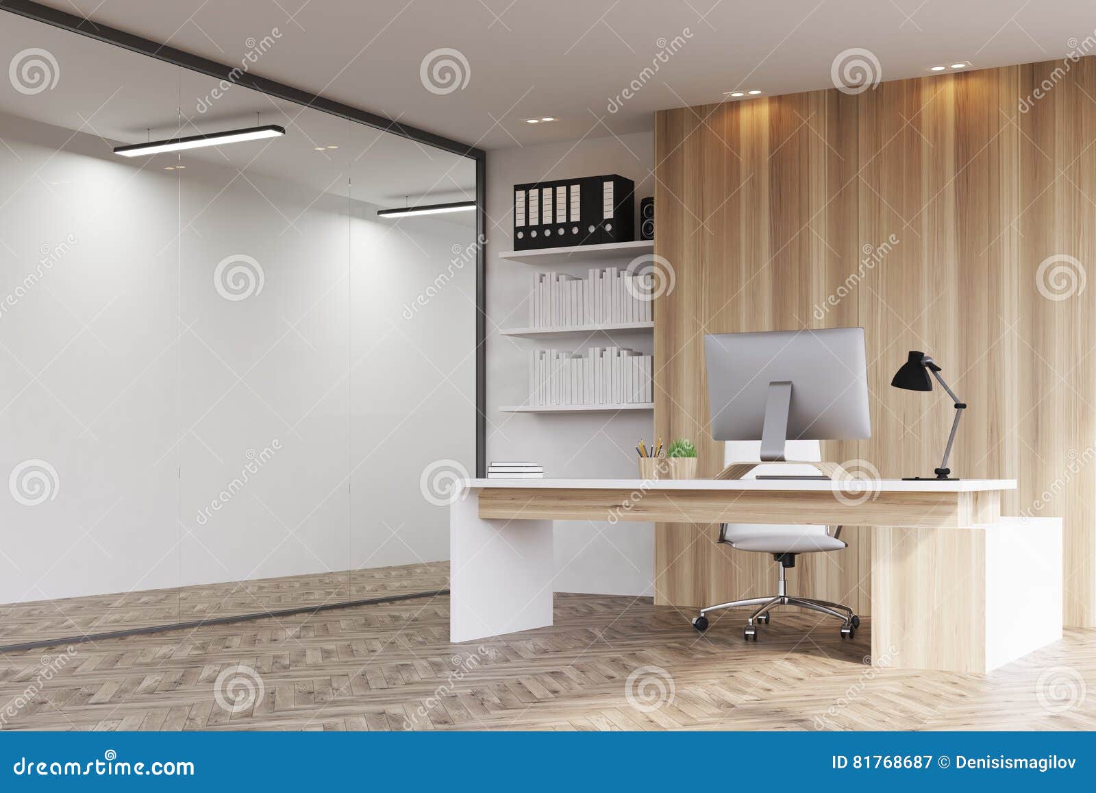 Side View of an Office of the Company Head Stock Illustration ...