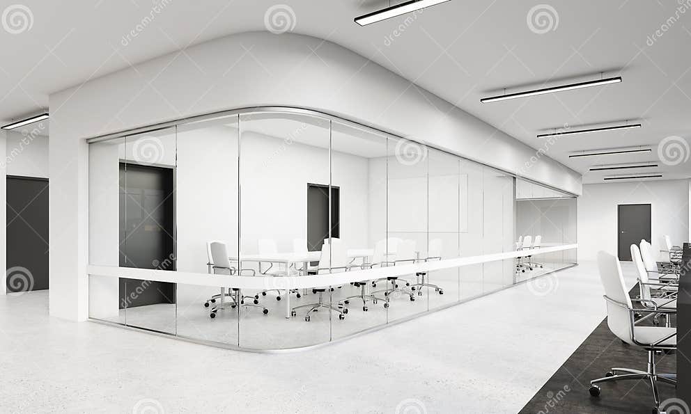 Side View of Office with Rounded Corners Conference Room Stock ...