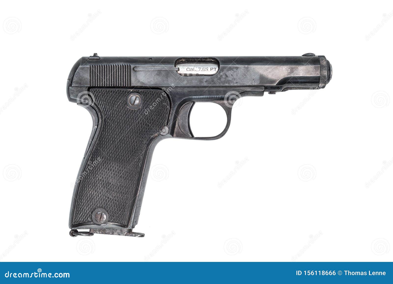 Side View of an Old Automatic Pistol Stock Photo - Image of brown ...