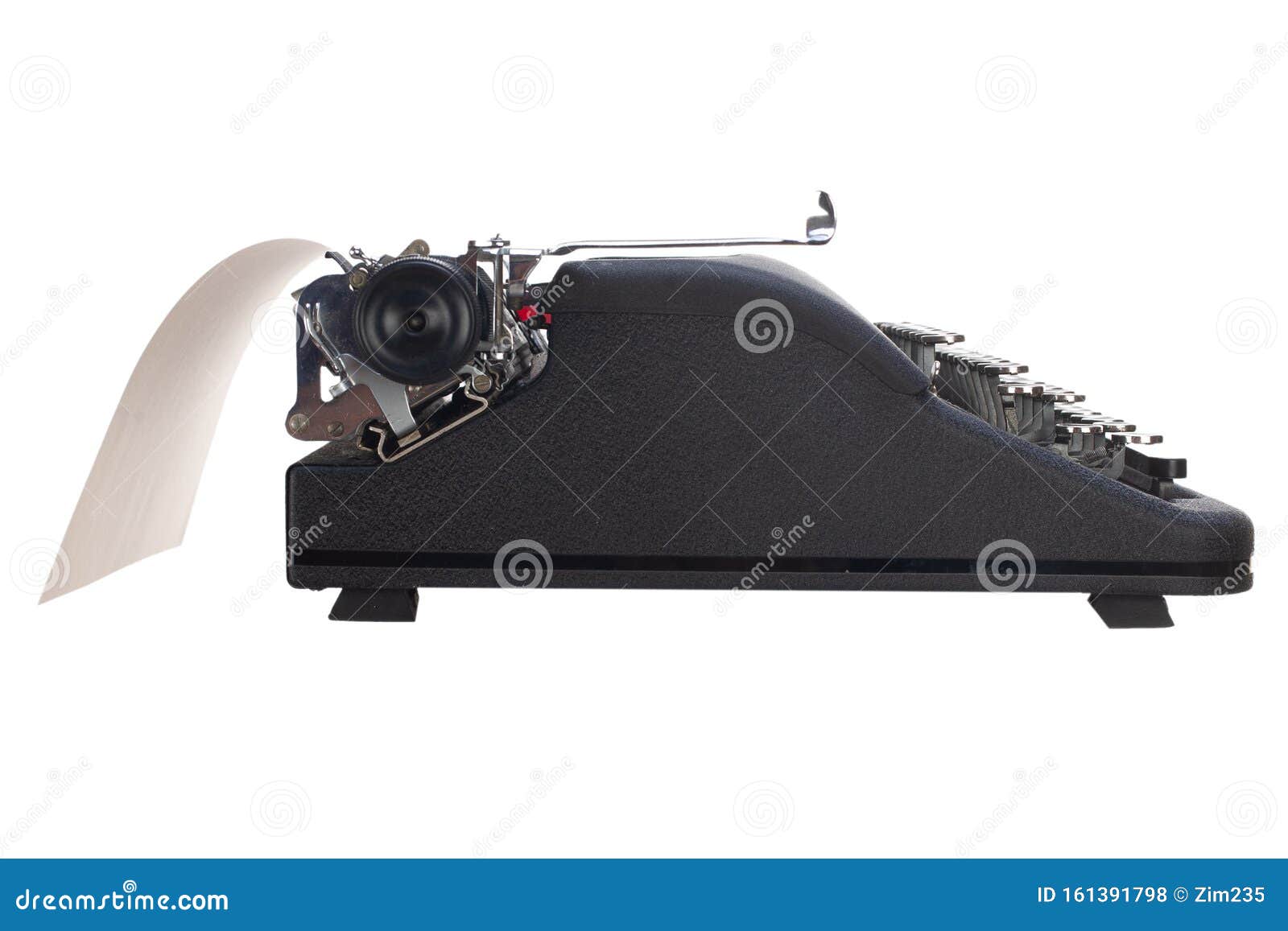 Side View of Old Retro Vintage Typewriter Isolated Stock Photo - Image ...