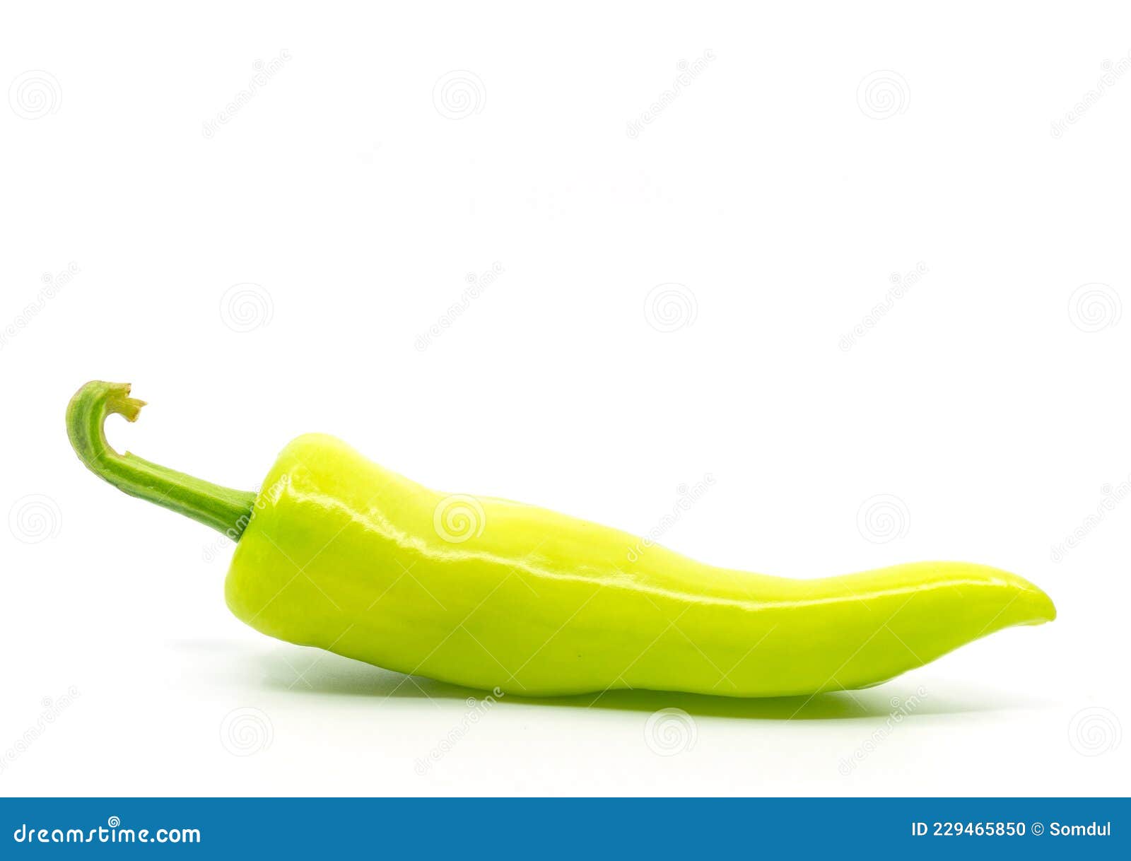 Side View of One Green Pepper or Banana Peppers on White Background ...