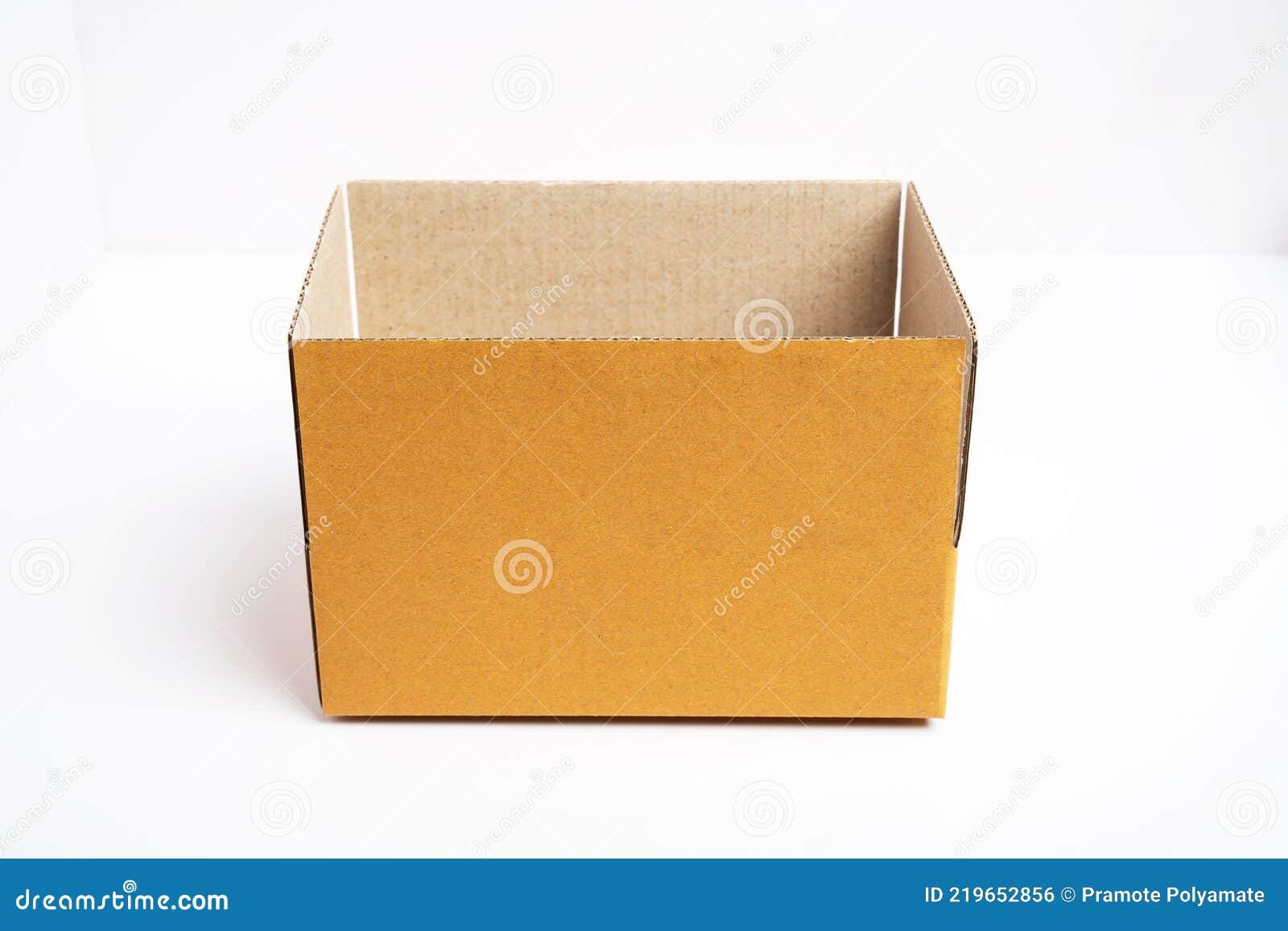 Side View of Open Brown Cardboard Box on White Background Stock Photo ...