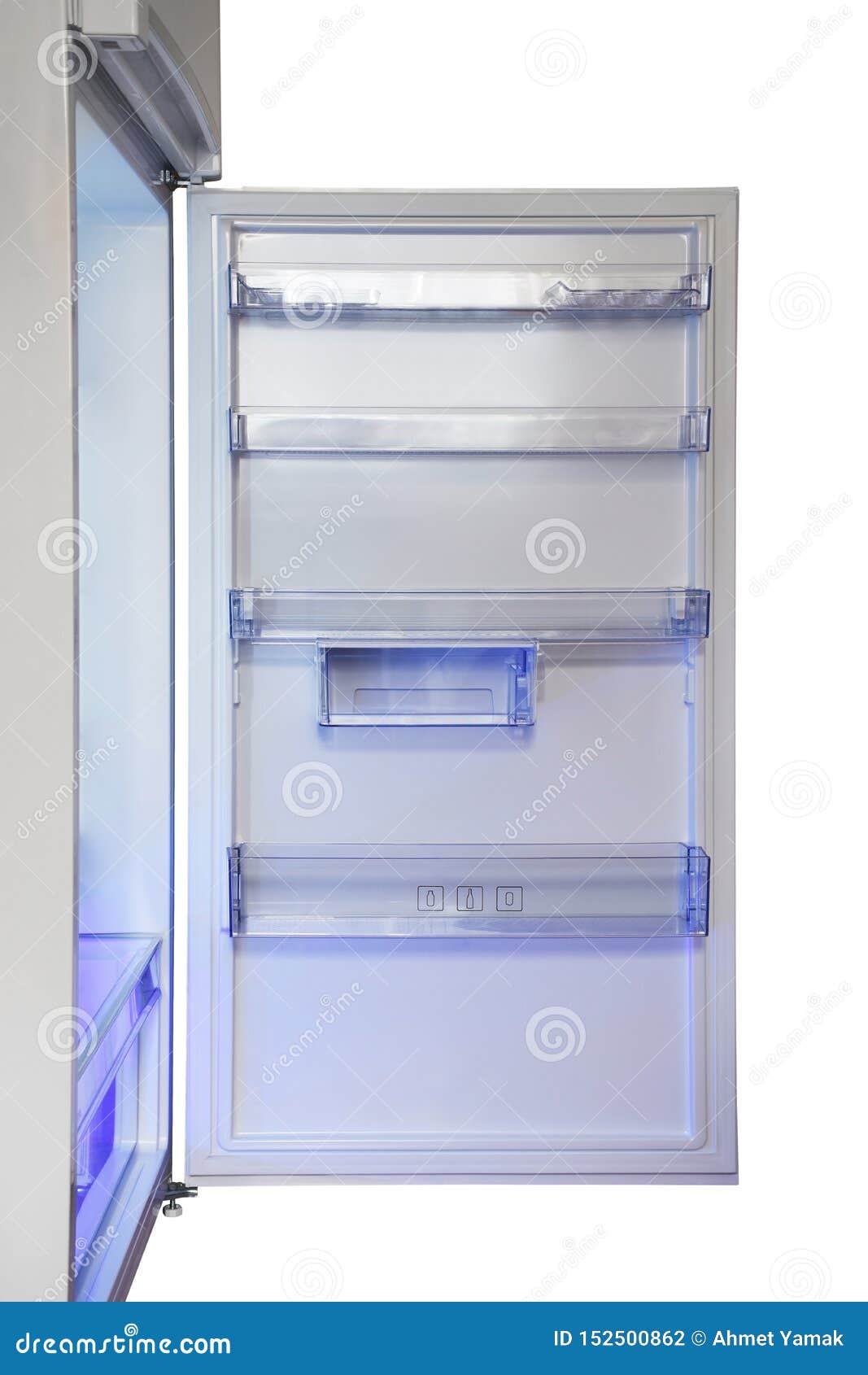 Side View Open Clean Refrigerator Door Clipping Path on White Stock ...