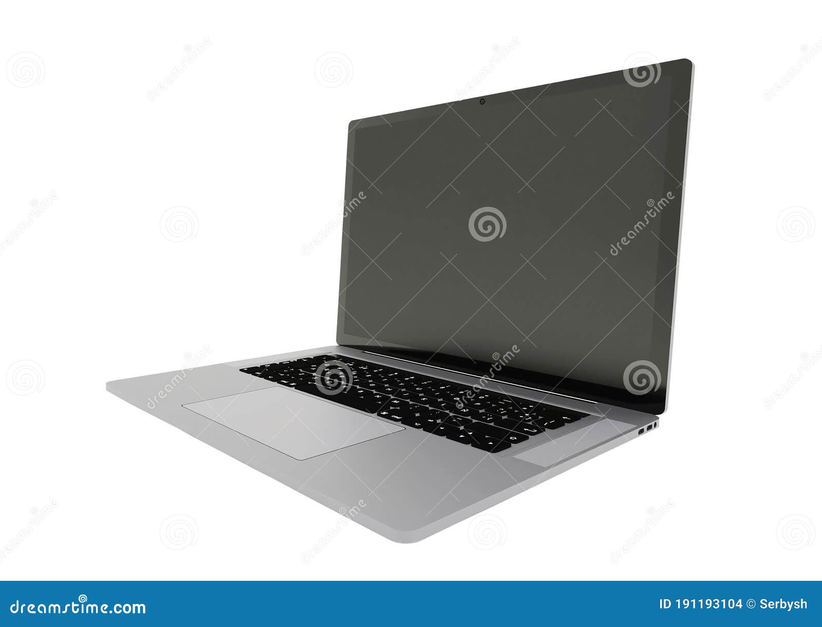 Side View of Open Laptop Computer. Laptop Isolated on a White ...