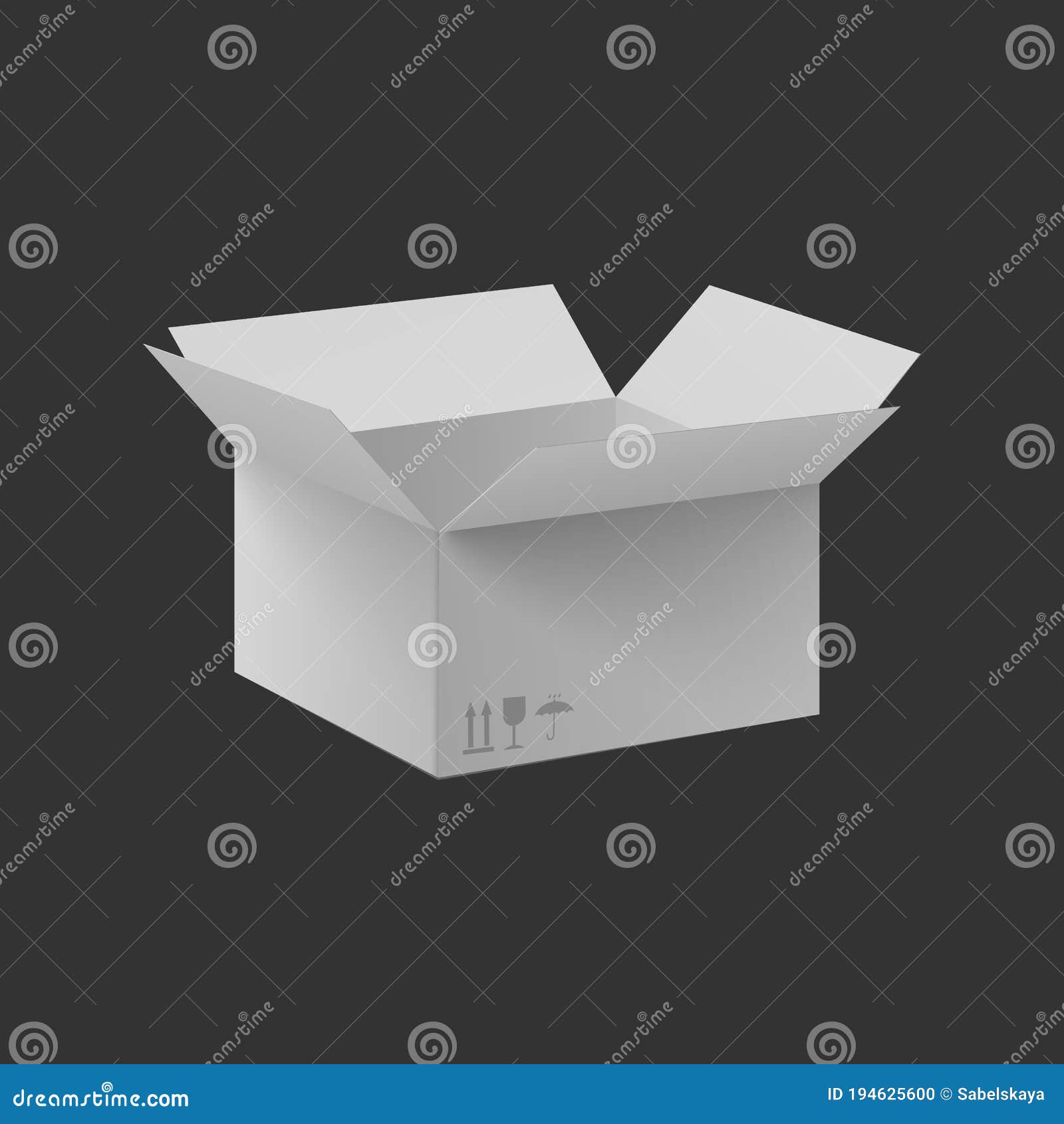Side View Open White Box Container Realistic Vector Mockup Illustration ...
