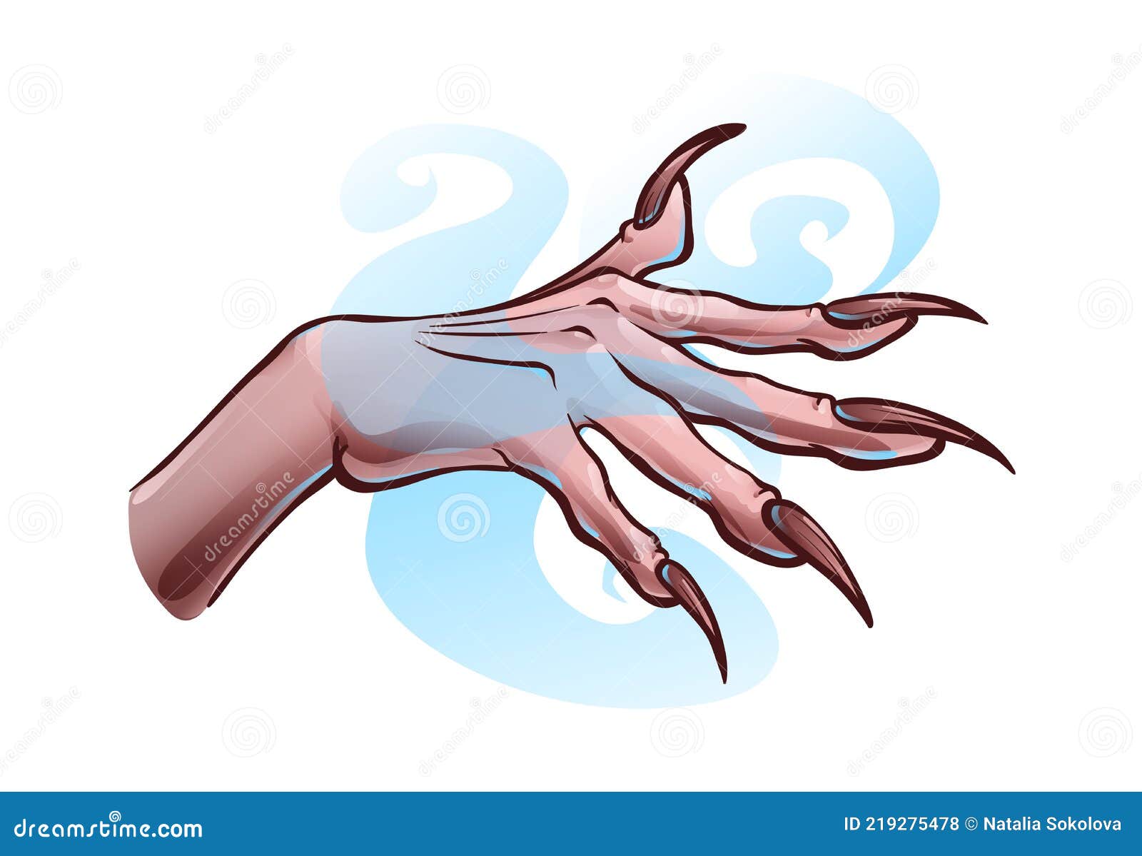 Side View of Open Witch Hand with Long Sharp Nails Stock Vector ...