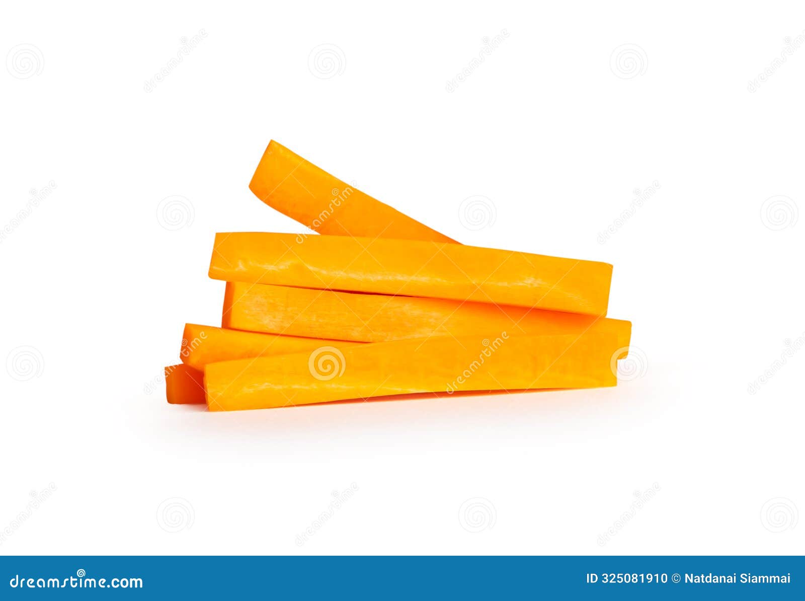 Side View of Orange Carrot Slices in Stick Shape in Stack Isolated on ...