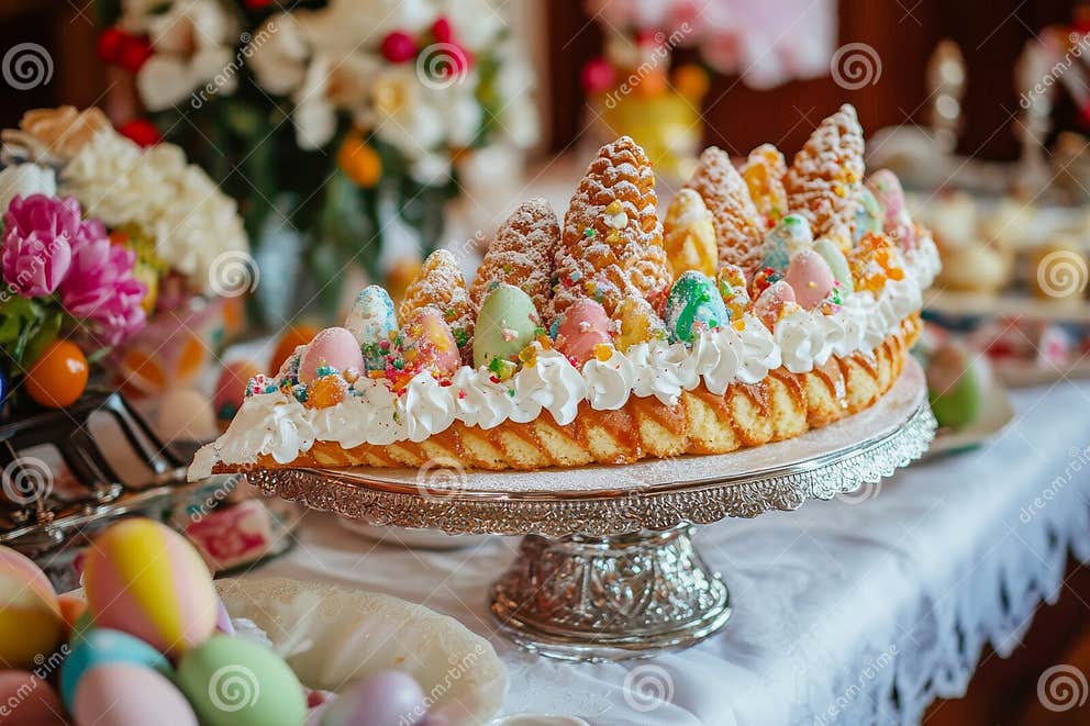 A Side View of an Orthodox Easter Table with Easter Cakes, Orthodox ...