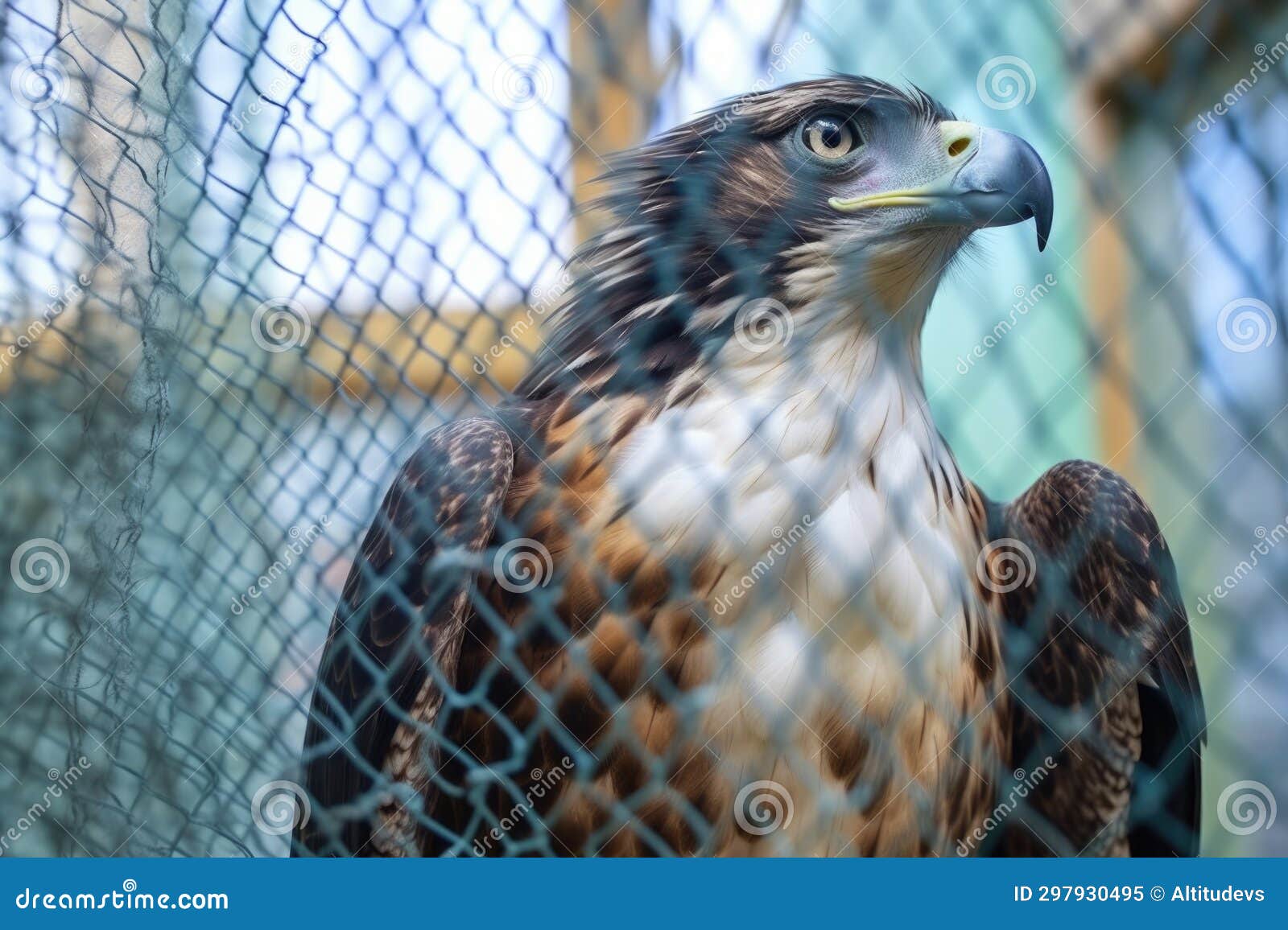 Side-view of an Osprey Inside a Large Netted Enclosure Stock Image ...
