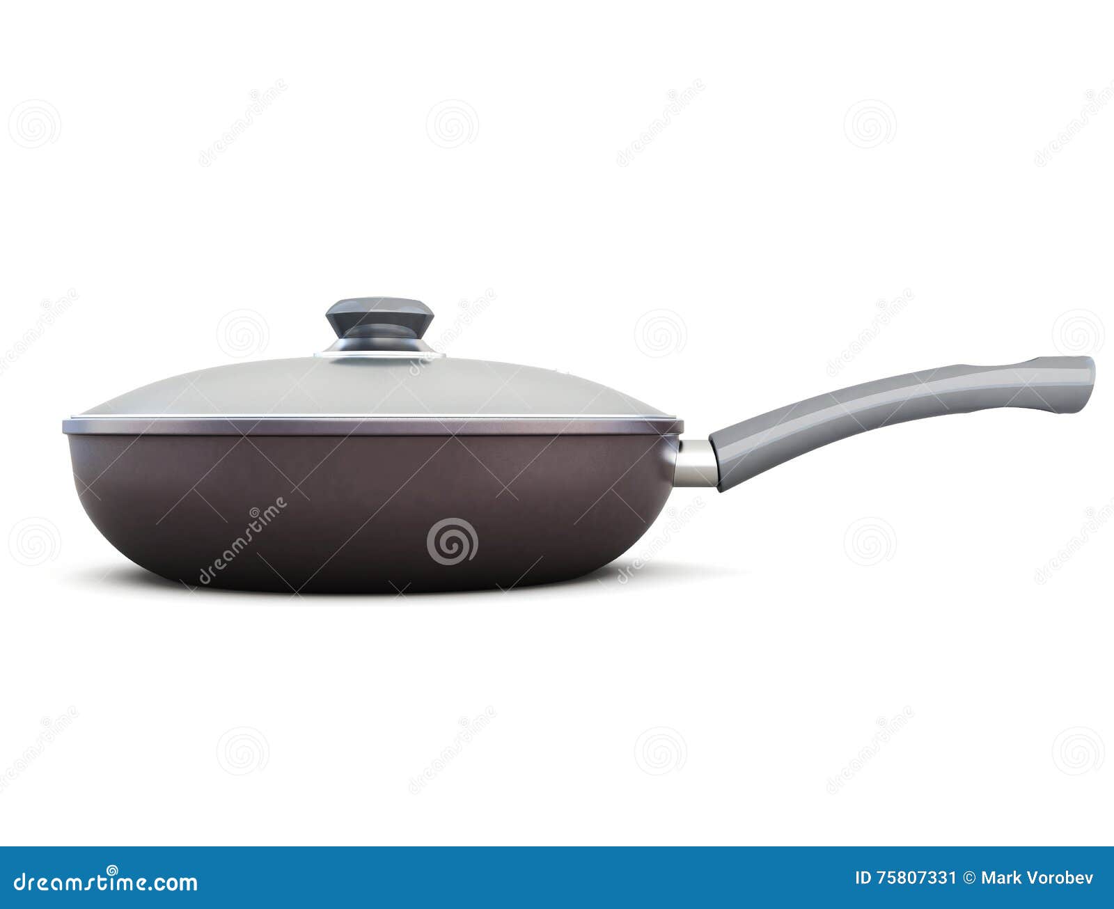 Side View of Pan with a Lid Isolated on White Background. Stock ...
