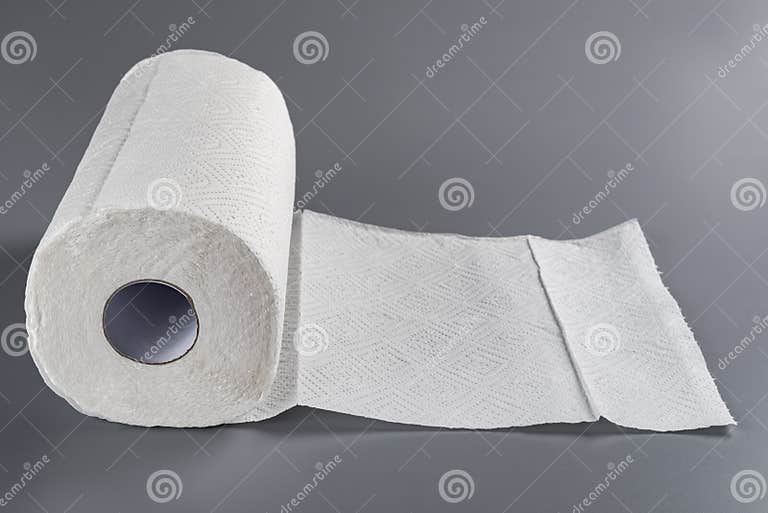 Paper Roll for Kitchen on Grey Background Stock Image - Image of ...