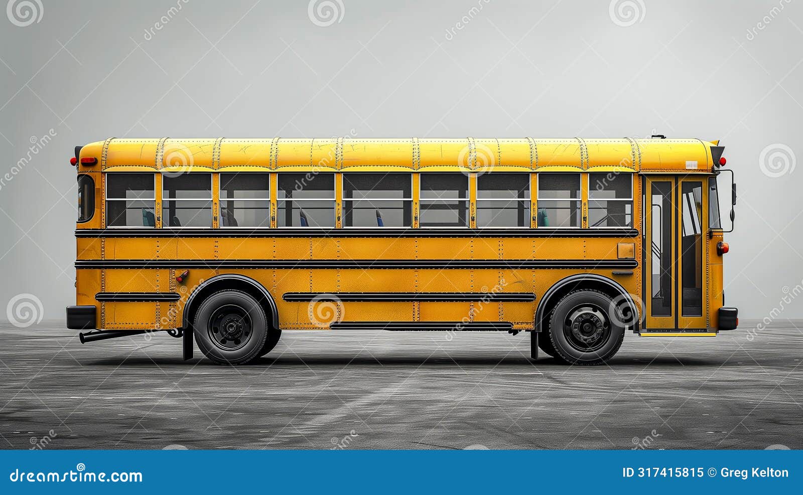 Side View of a Parked Yellow School Bus on Gray Surface Stock ...