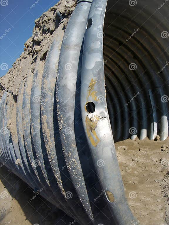 Side View of Part of a Large Drainage Pipe at a Construction Site Stock ...
