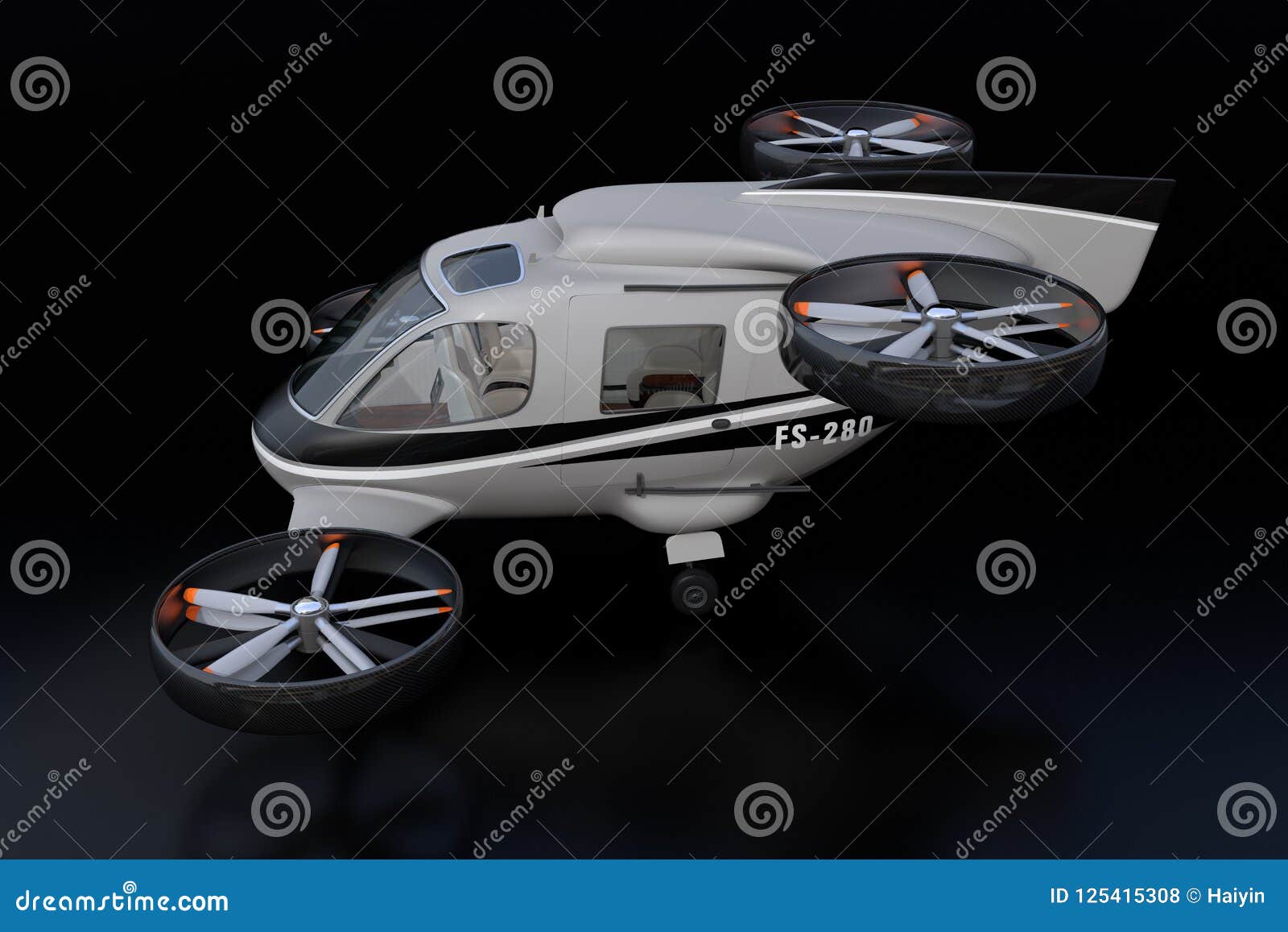 Side View of Passenger Drone on Black Background Stock Illustration ...
