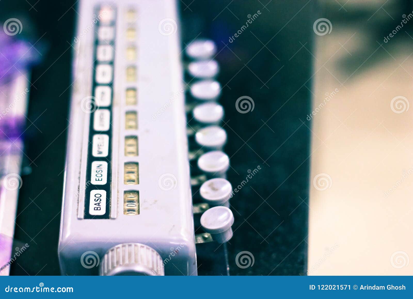 Side View of Pathological Manual Blood Cell Counter with Buttons and ...