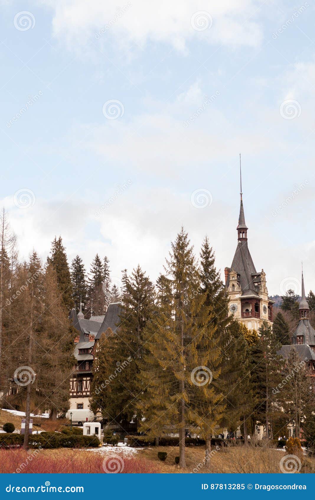 Side View of Peles Castle from Sinaia, Romania Stock Image - Image of ...