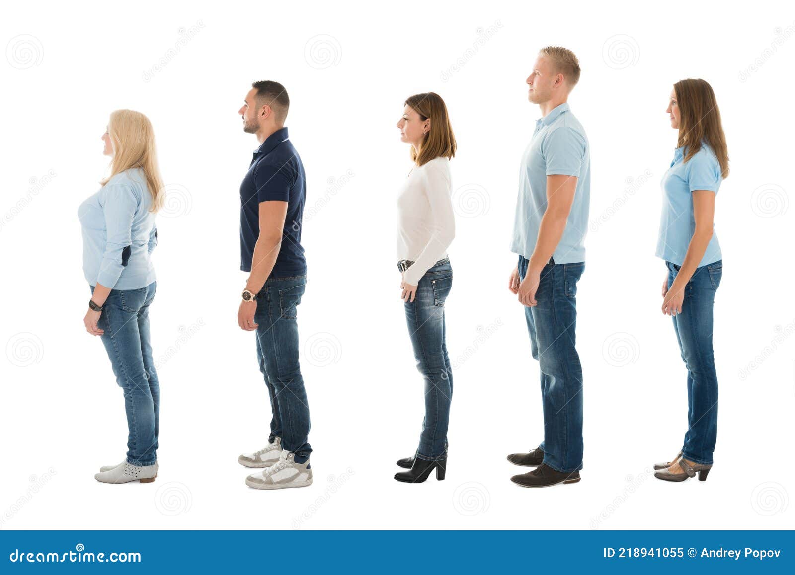 Side View of People Standing in Queue Stock Image - Image of person ...
