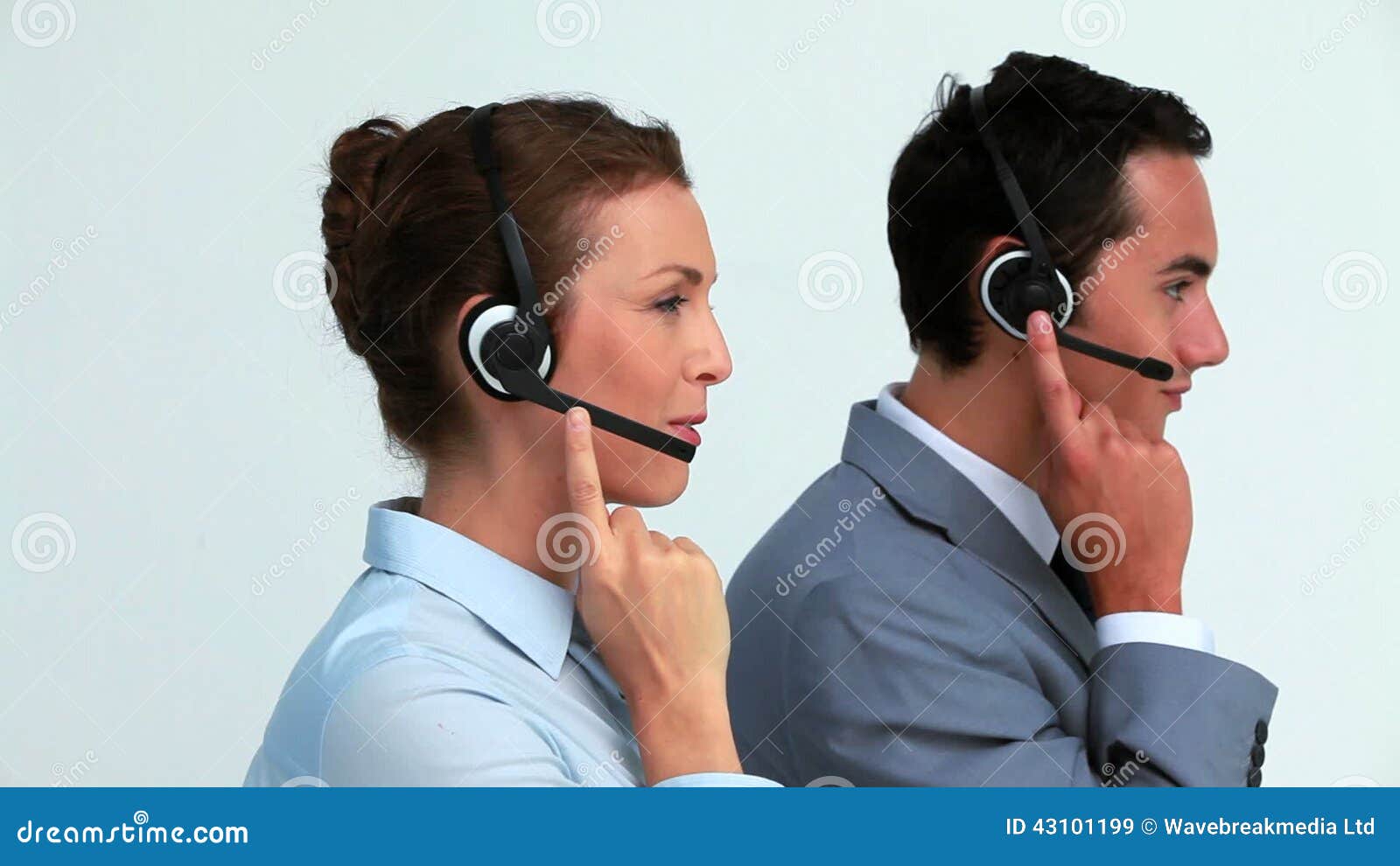 Side View of People in Suit Speaking with Headset Stock Video - Video ...