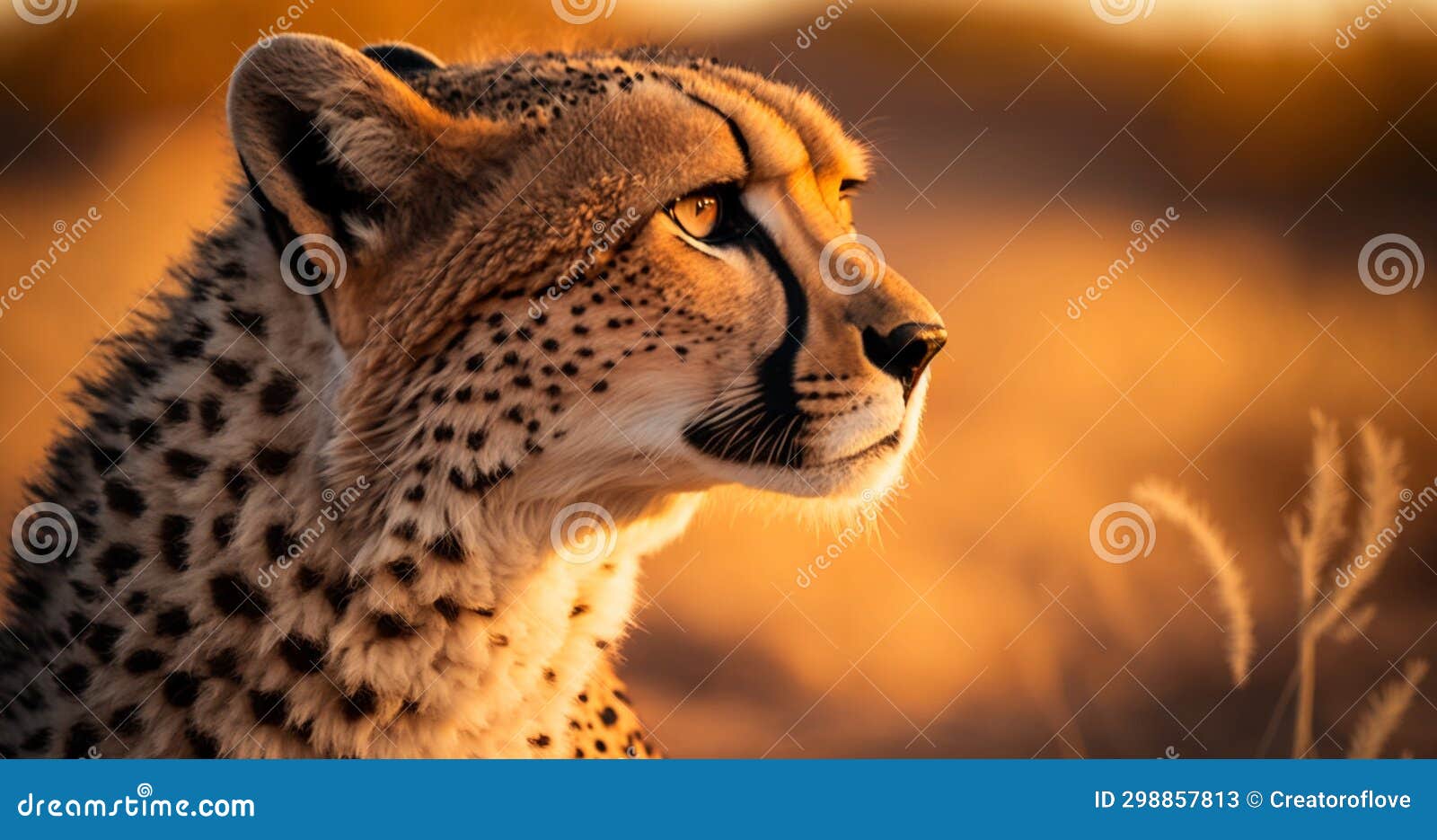Side View Photo of a Cheetah Face Stock Illustration - Illustration of ...