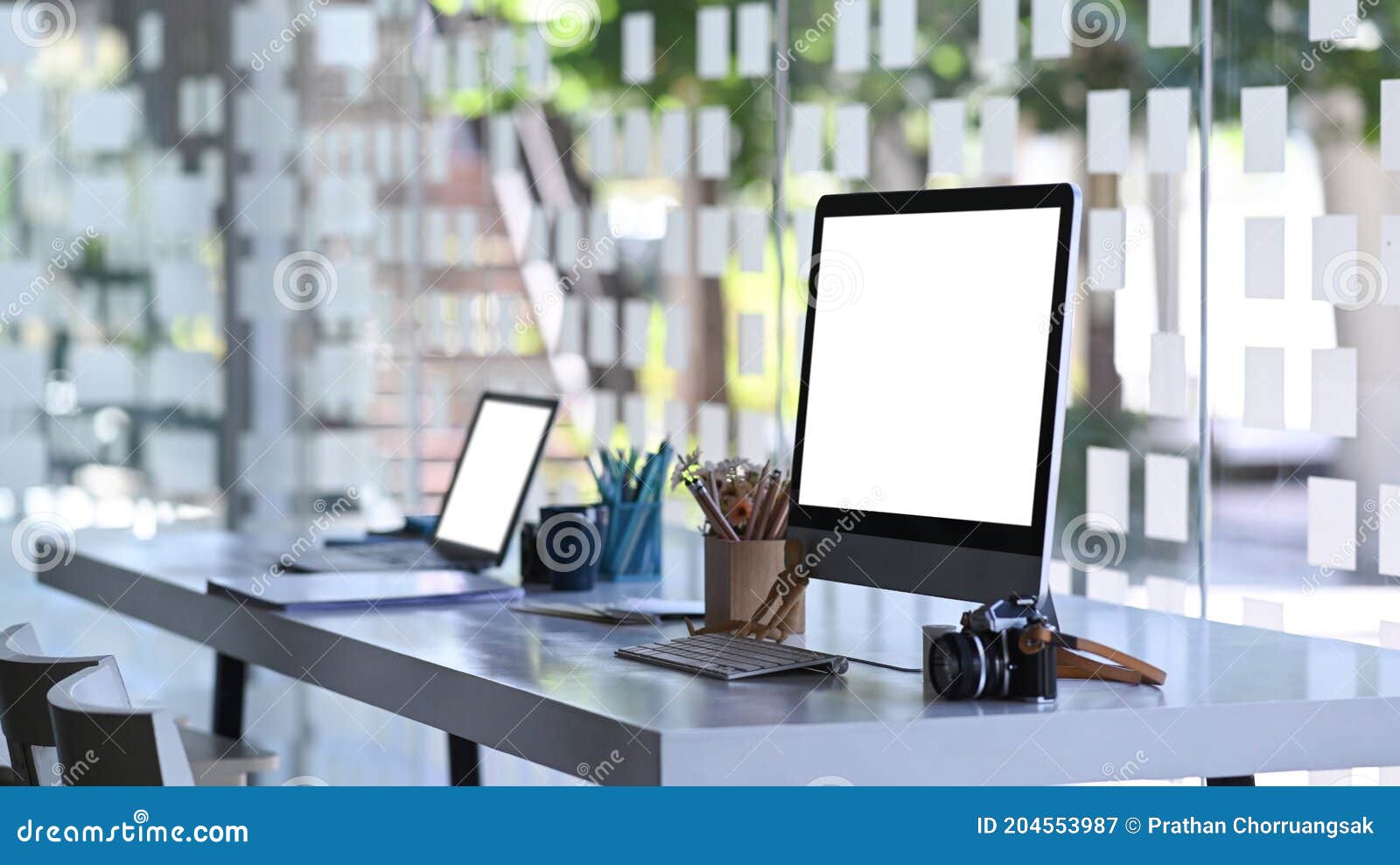 Side View of Photographer Workstation with Modern Multiple Devices ...