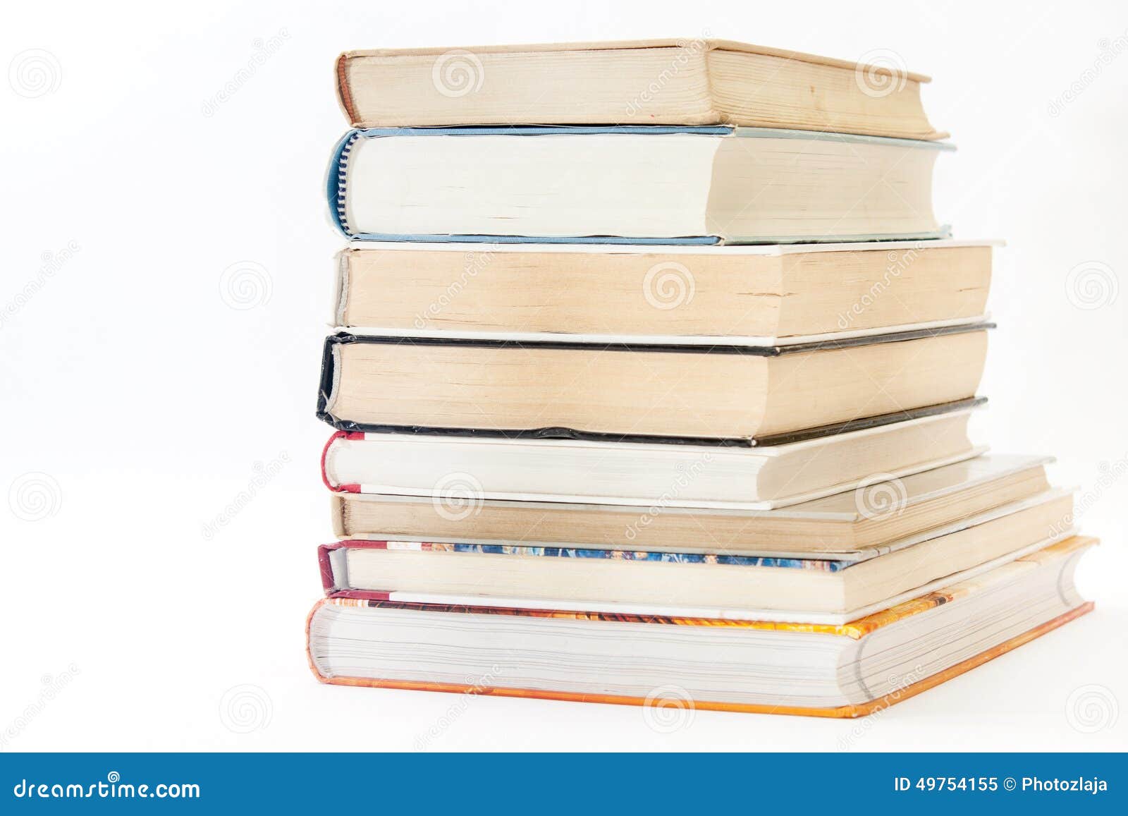 Side View of a Pile of Books Stock Image - Image of heap, information ...