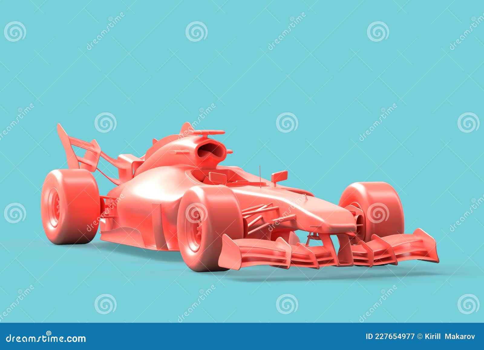 Side View of Pink Modern Racing Car Over Teal Background. 3D Rendering ...