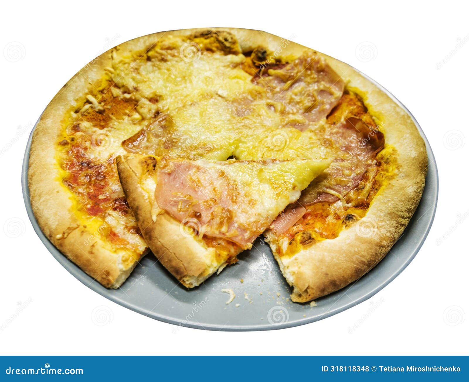 Side View of Pizza on a Plate with a Slice Stock Photo - Image of ...