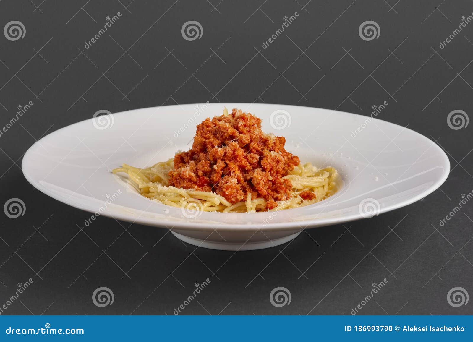Side View of Plate with Spaghetti with Fried Ground-meat Stock Photo ...