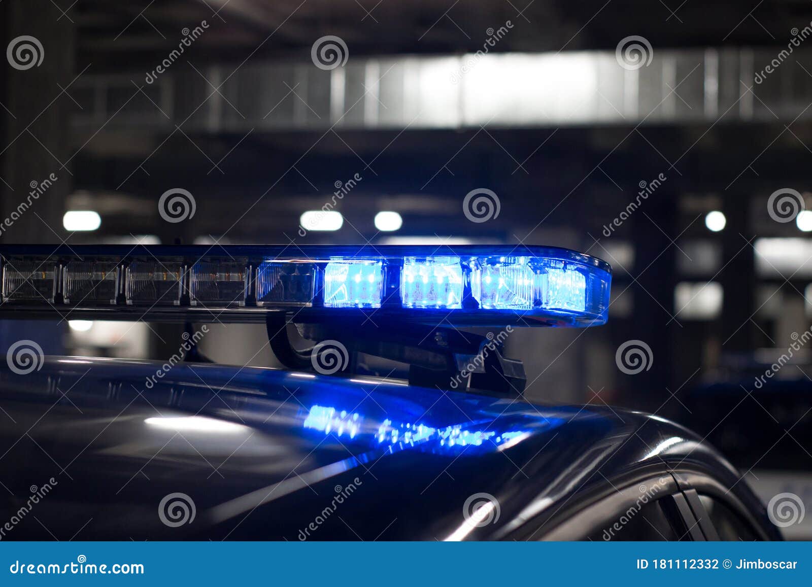 Side View of Police Lights in Blue Stock Photo - Image of criminal ...