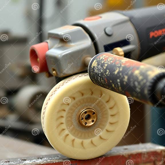 A Side View of a Polishing Tool with a Worn Down Buffing Wheel in the ...